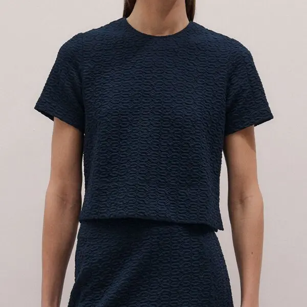 ME+EM Curling Crosses Jacquard Textured Midi Skirt