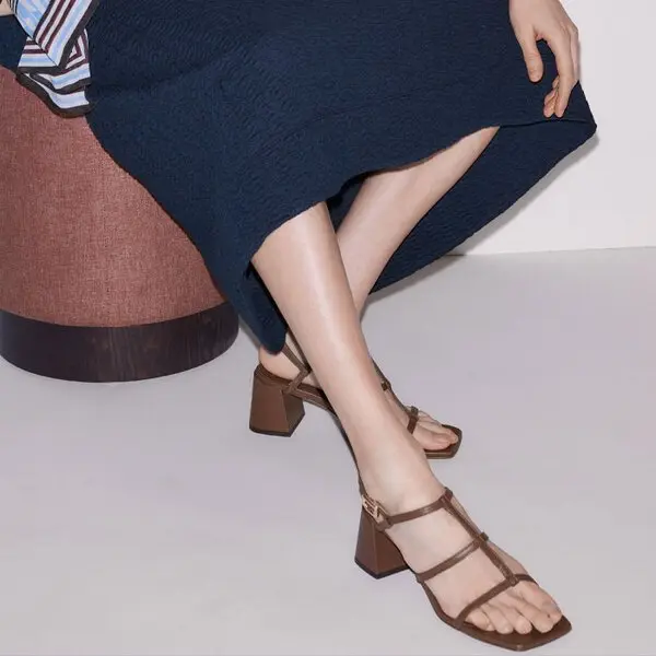 ME+EM Curling Crosses Jacquard Textured Midi Skirt