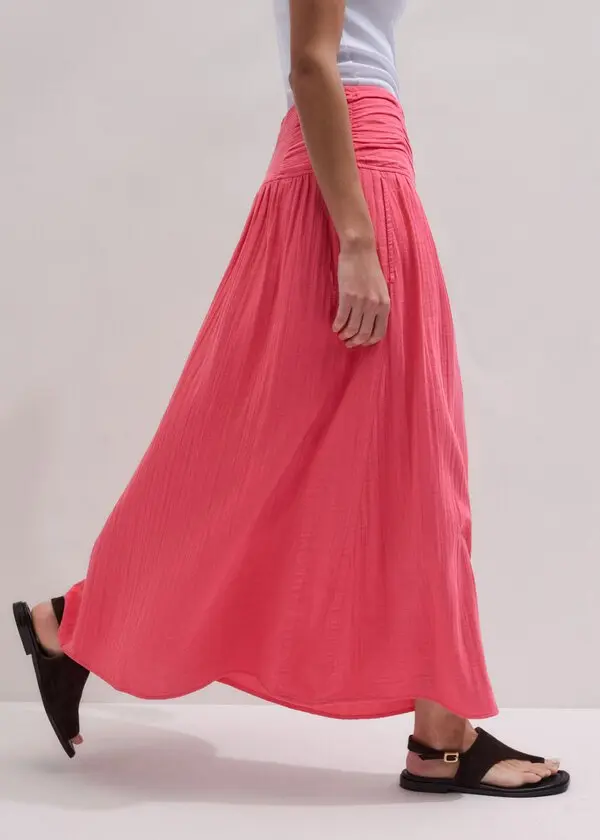 ME+EM Cheesecloth Maxi Skirt - Candy Coral