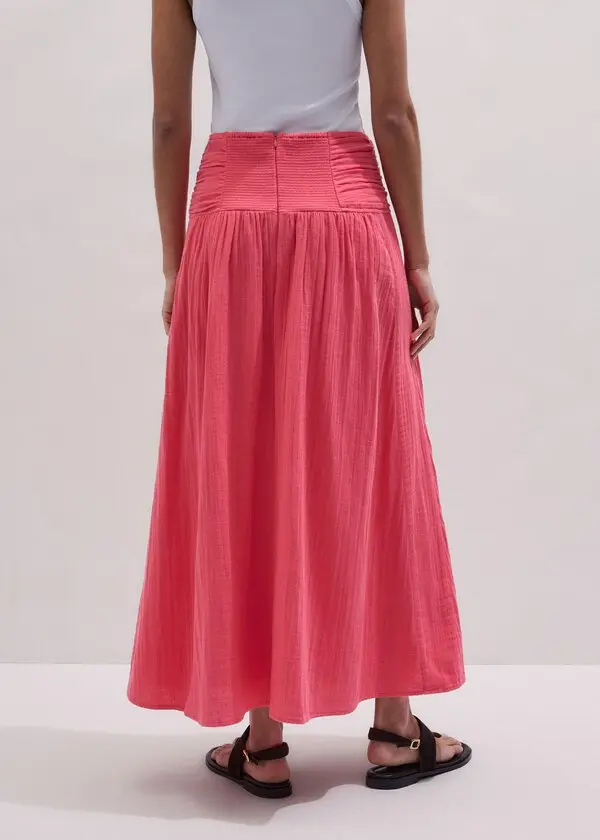 ME+EM Cheesecloth Maxi Skirt - Candy Coral