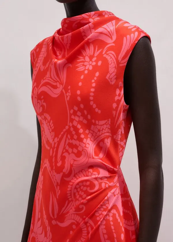 ME+EM Stylised Silhouette Print Bias Cut Full Length Dress