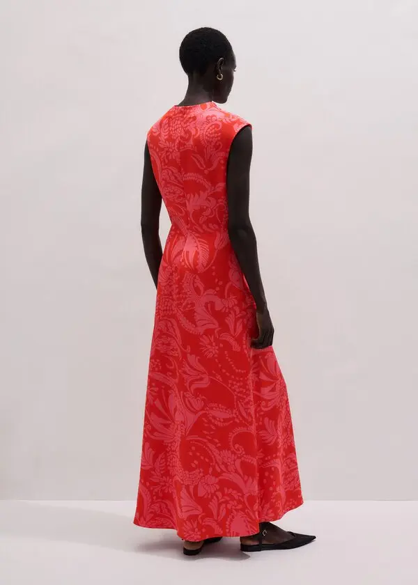 ME+EM Stylised Silhouette Print Bias Cut Full Length Dress
