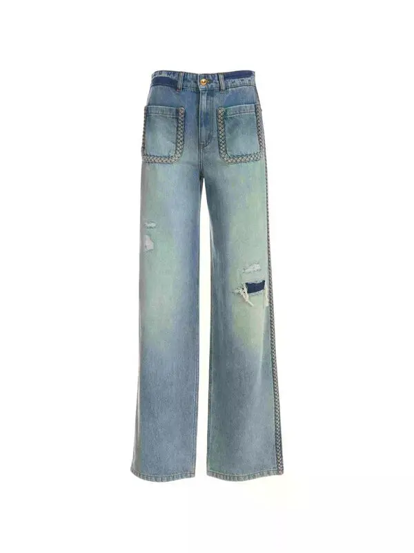 Just Cavalli Braided Ripped Jeans