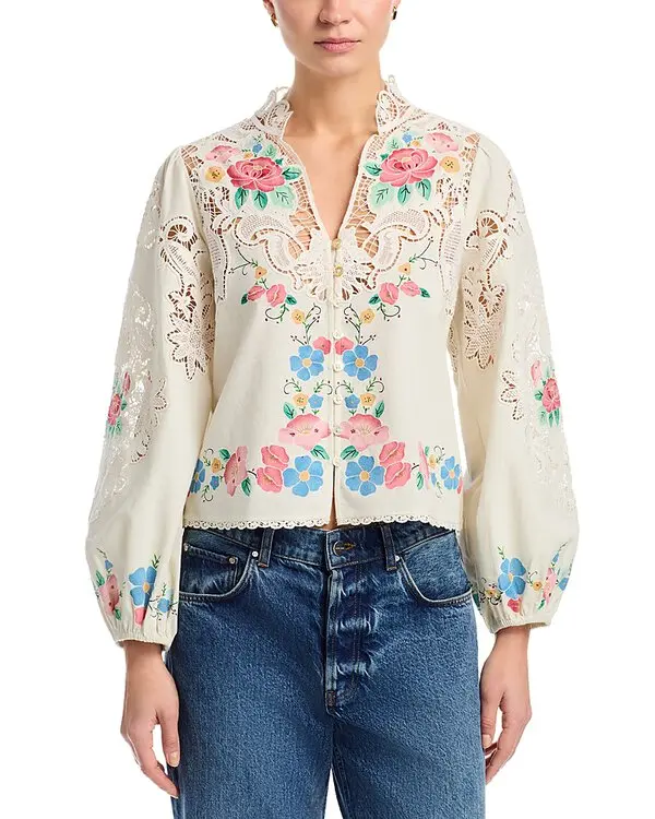 Sea Astrid Embroidered Cotton-linen Blouse