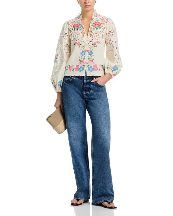 Sea Astrid Embroidered Cotton-linen Blouse