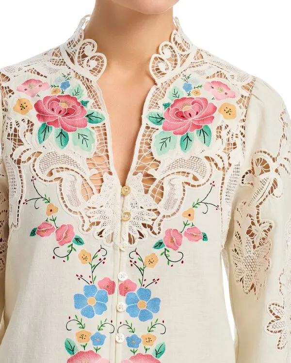 Sea Astrid Embroidered Cotton-linen Blouse