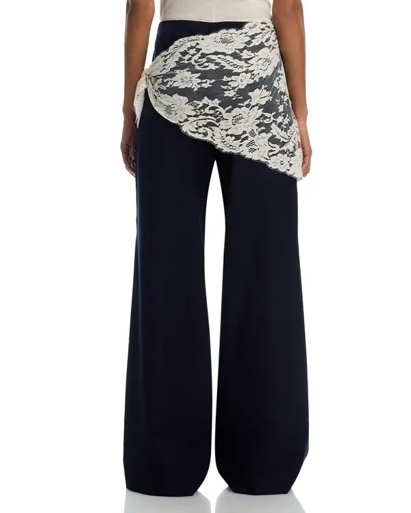 Sea Fiora Wool Blend Pants With Lace Overlay - Navy