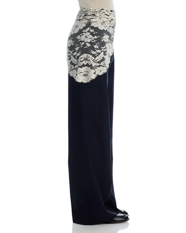 Sea Fiora Wool Blend Pants With Lace Overlay - Navy