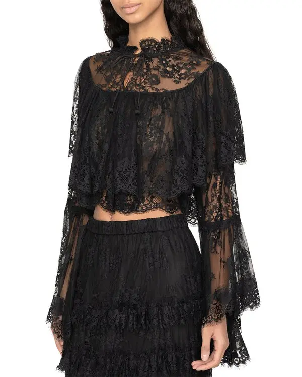 Sea Holden Lace Long Sleeve Blouse - Black