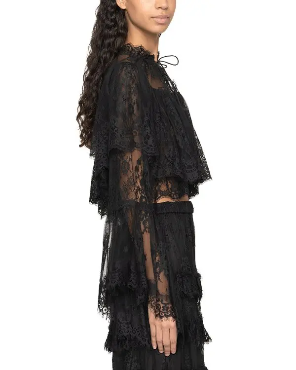 Sea Holden Lace Long Sleeve Blouse - Black