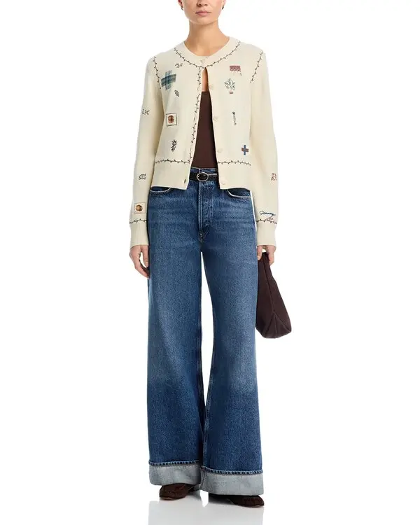 Sea Claira Embroidered Wool Knit Cardigan - Cream