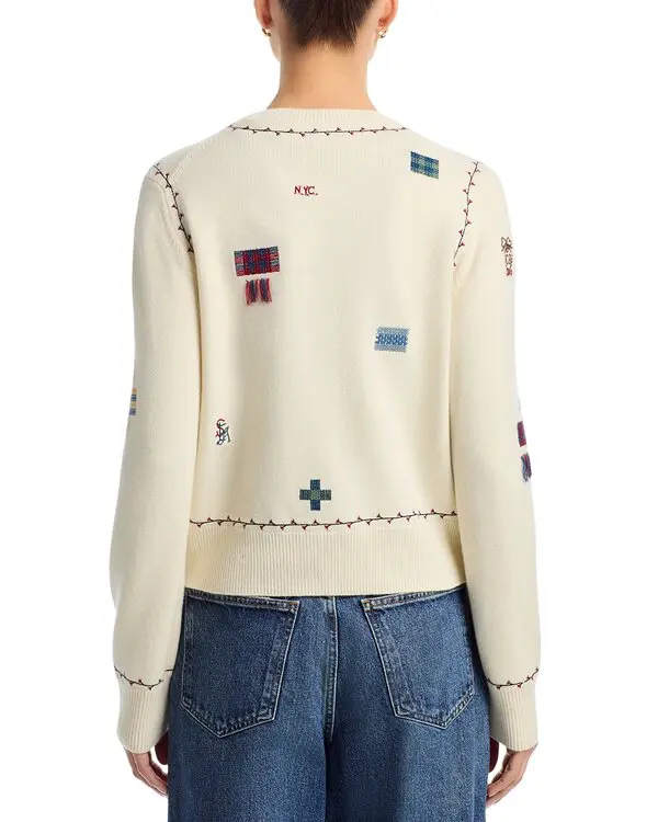 Sea Claira Embroidered Wool Knit Cardigan - Cream