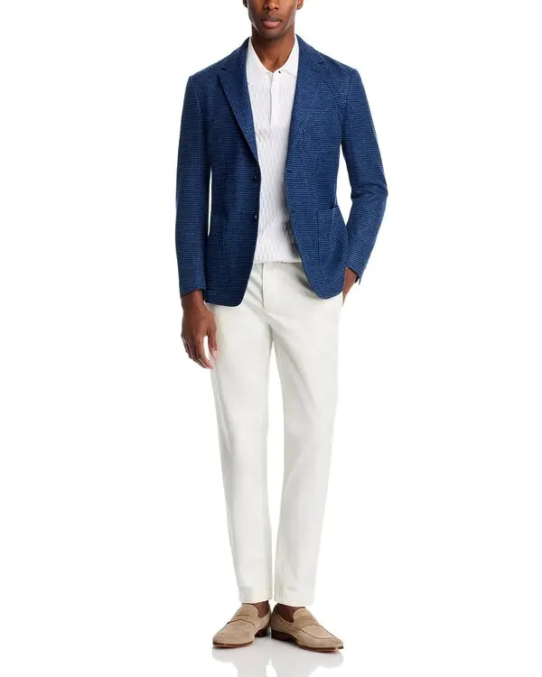 Canali Textured Jersey Jacket - Navy