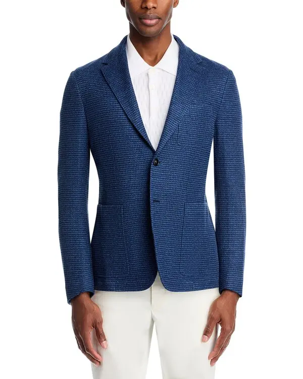 Canali Textured Jersey Jacket - Navy