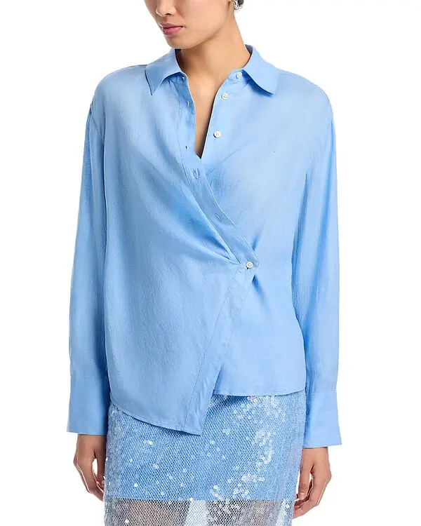 Veronica Beard Perezzi Linen Shirt - Blue Jay