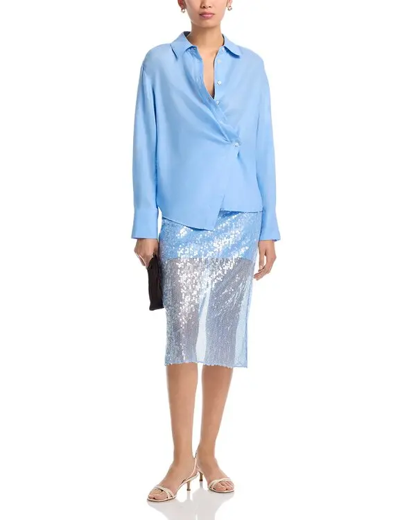 Veronica Beard Perezzi Linen Shirt - Blue Jay