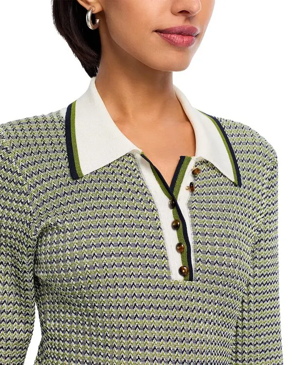 Veronica Beard Soza Polo Top - Navy/cactus