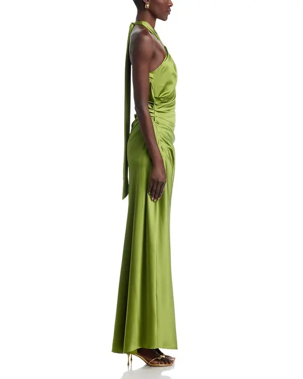 Veronica Beard Izaren Silk Blend Halter Gown - Cactus - 40% Off