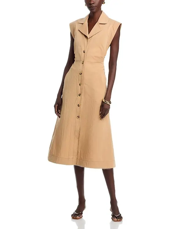 Veronica Beard Orla Midi Shirt Dress - Khaki