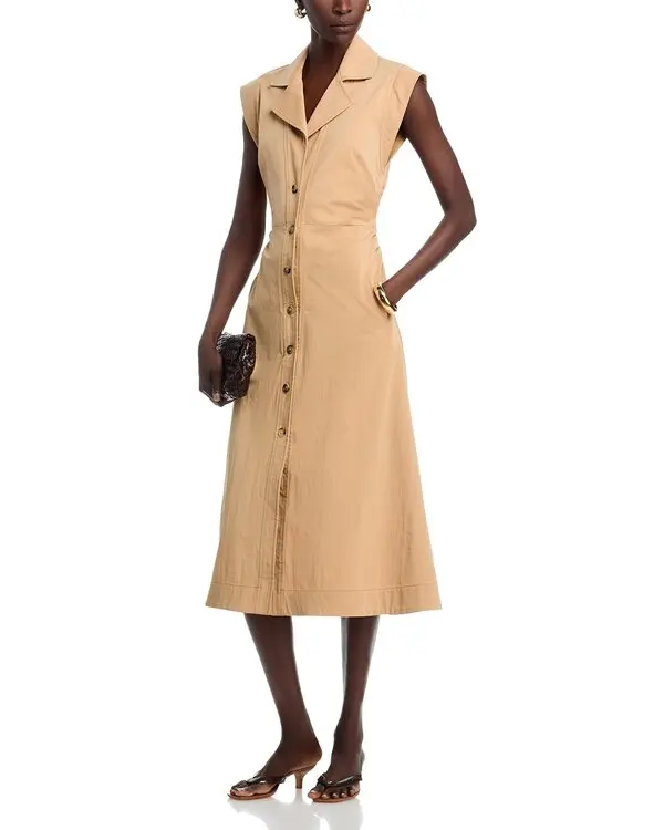 Veronica Beard Orla Midi Shirt Dress - Khaki