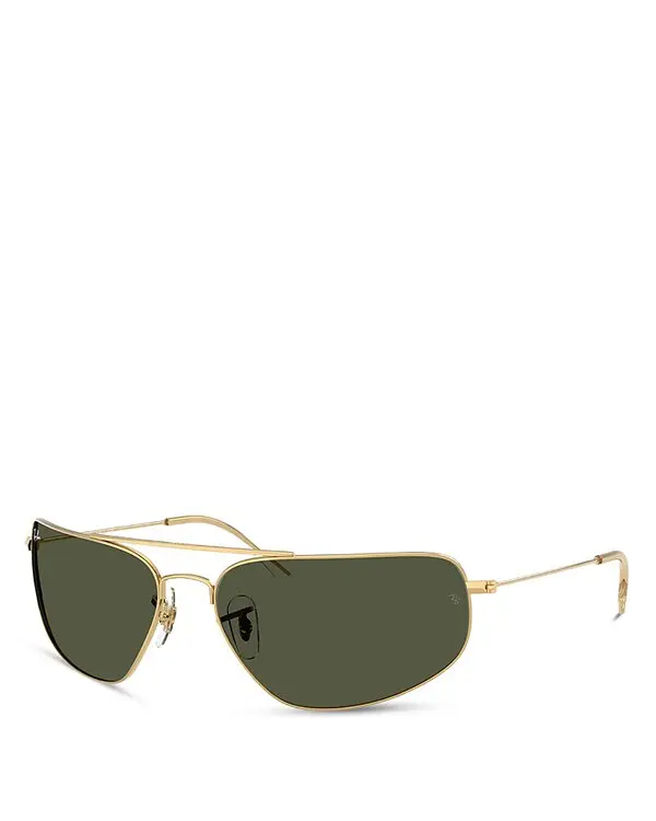 Ray-ban Rectangular Sunglasses, 63mm - Gold/green