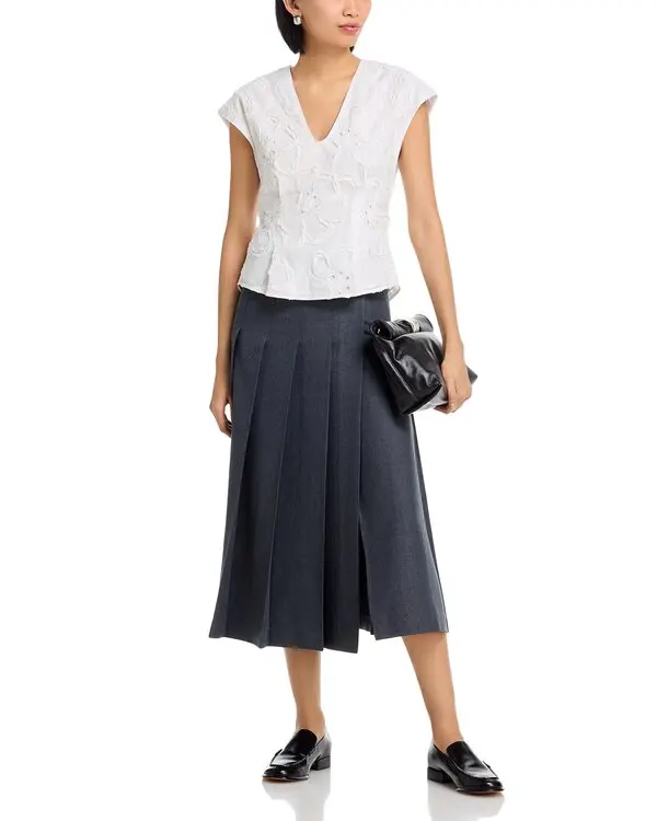 3.1 Phillip Lim 3d Flower Embroidered Cap Sleeve Top