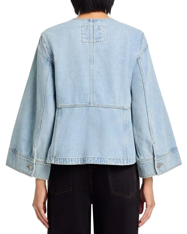 3.1 Phillip Lim Collarless Trapeze Denim Jacket - Light Blue