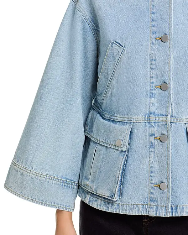 3.1 Phillip Lim Collarless Trapeze Denim Jacket - Light Blue