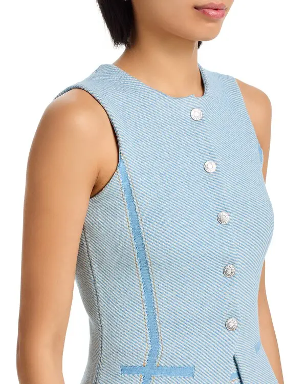3.1 Phillip Lim Denim Effect Crewneck Button Front Vest