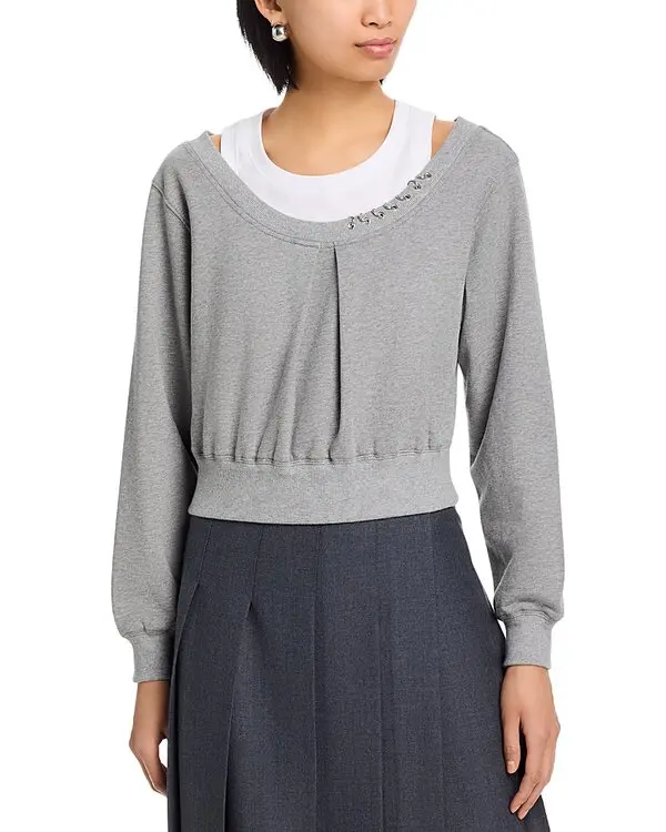 3.1 Phillip Lim Long Sleeve Embellished Layered Sweatshirt