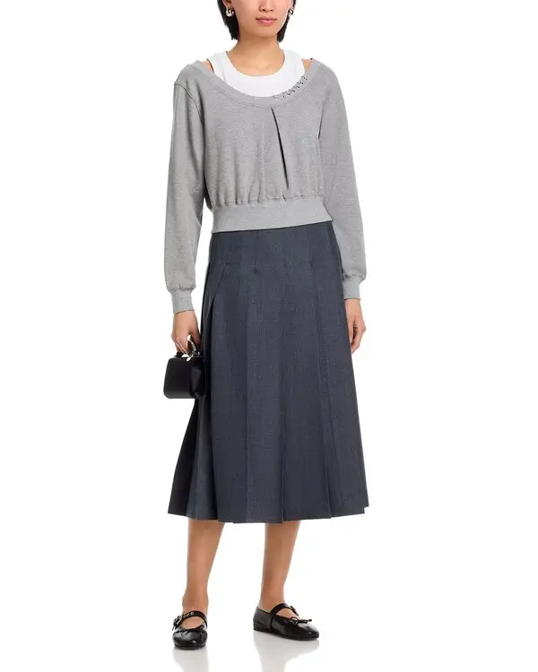 3.1 Phillip Lim Long Sleeve Embellished Layered Sweatshirt