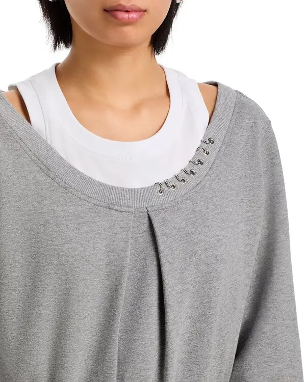 3.1 Phillip Lim Long Sleeve Embellished Layered Sweatshirt