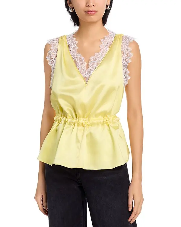 3.1 Phillip Lim Satin Lace Trim Sleeveless Top - Yuzu