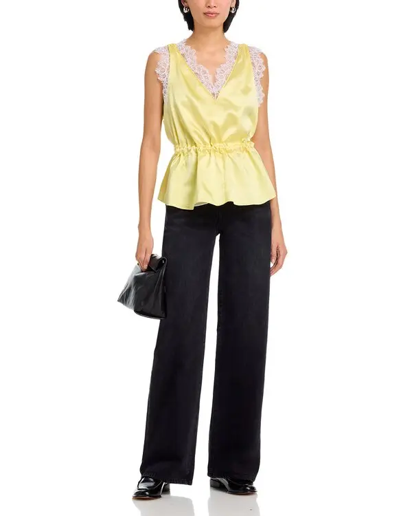 3.1 Phillip Lim Satin Lace Trim Sleeveless Top - Yuzu