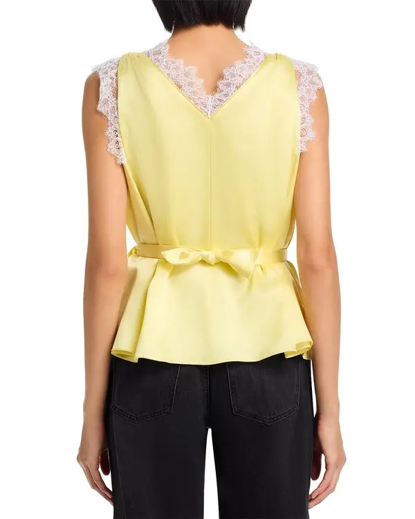 3.1 Phillip Lim Satin Lace Trim Sleeveless Top - Yuzu