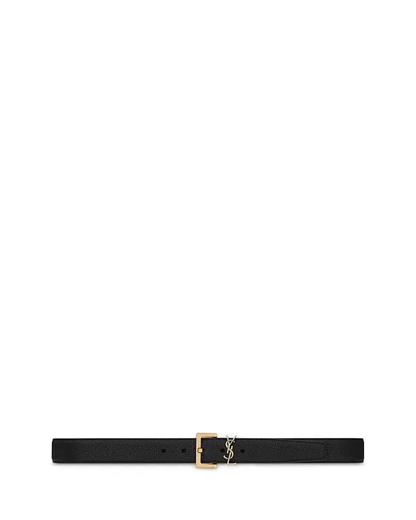 Saint Laurent Cassandre Belt With Square Buckle - Noir