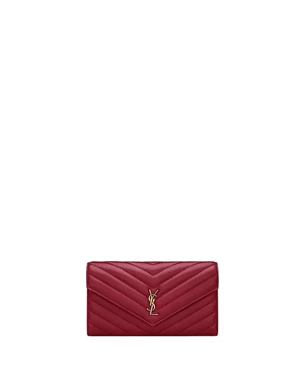 Saint Laurent Cassandre Large Flap Wallet - Deeply Red