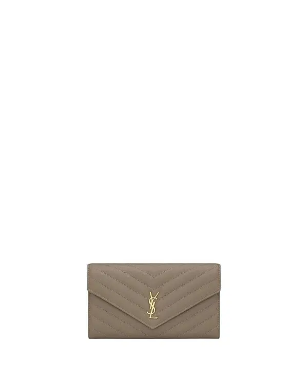 Saint Laurent Cassandre Large Flap Wallet - Light Taupe