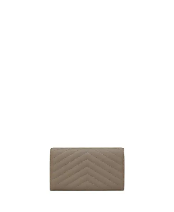 Saint Laurent Cassandre Large Flap Wallet - Light Taupe