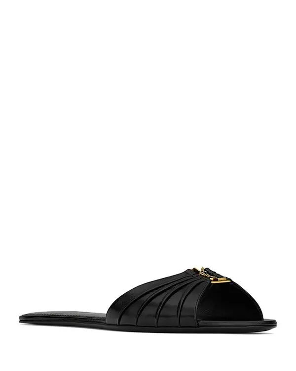 Saint Laurent Babylone" Flat Slides - Black