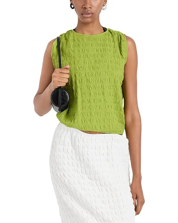 Proenza Schouler White Label Bradley Crewneck Textured Top - Apple