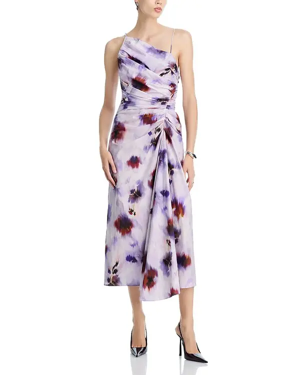 A.L.C. Juno Asymmetrical Gathered Dress - Lilac Multi
