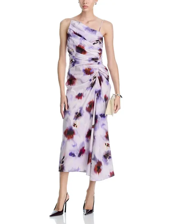 A.L.C. Juno Asymmetrical Gathered Dress - Lilac Multi