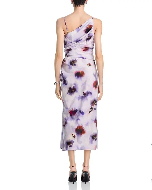 A.L.C. Juno Asymmetrical Gathered Dress - Lilac Multi