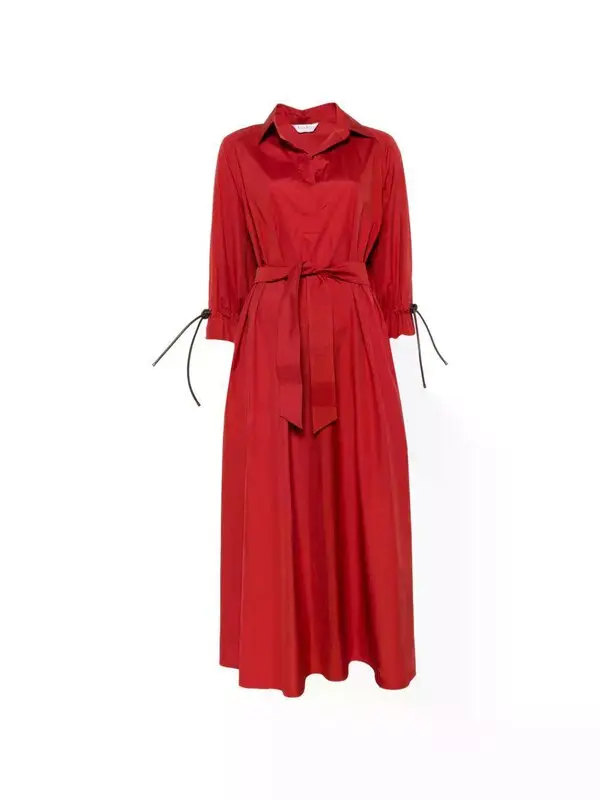 Max Mara Tie-detailed V-neck Midi Dress - Red