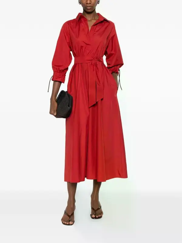 Max Mara Tie-detailed V-neck Midi Dress - Red
