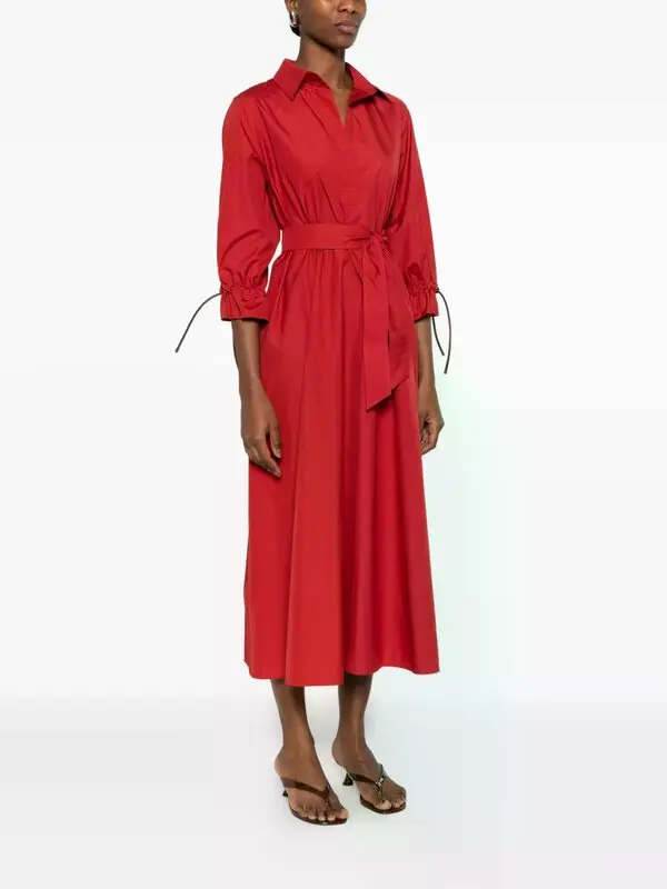 Max Mara Tie-detailed V-neck Midi Dress - Red