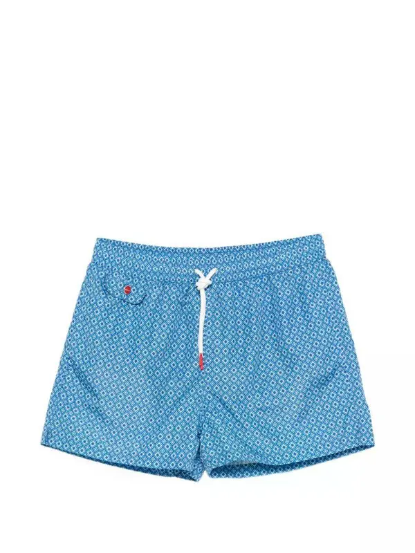 Kiton Printed Swim Shorts - Blue