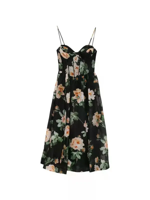 Zimmermann Luna Corset Floral Midi Dress