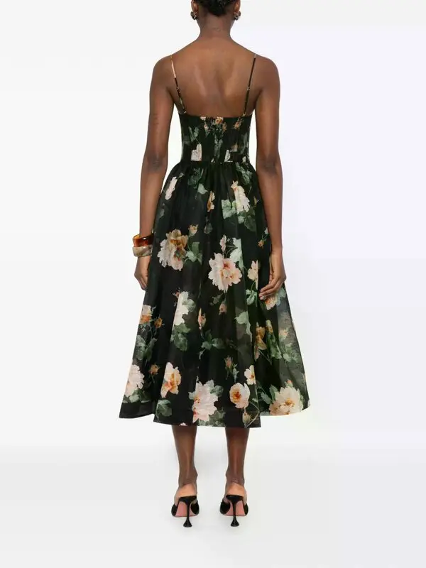 Zimmermann Luna Corset Floral Midi Dress